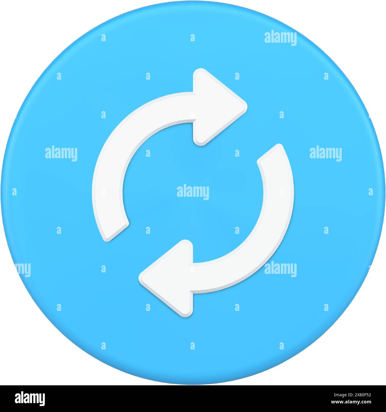 Circle arrows blue 3d icon button vector illustration. Bright dynamic ...