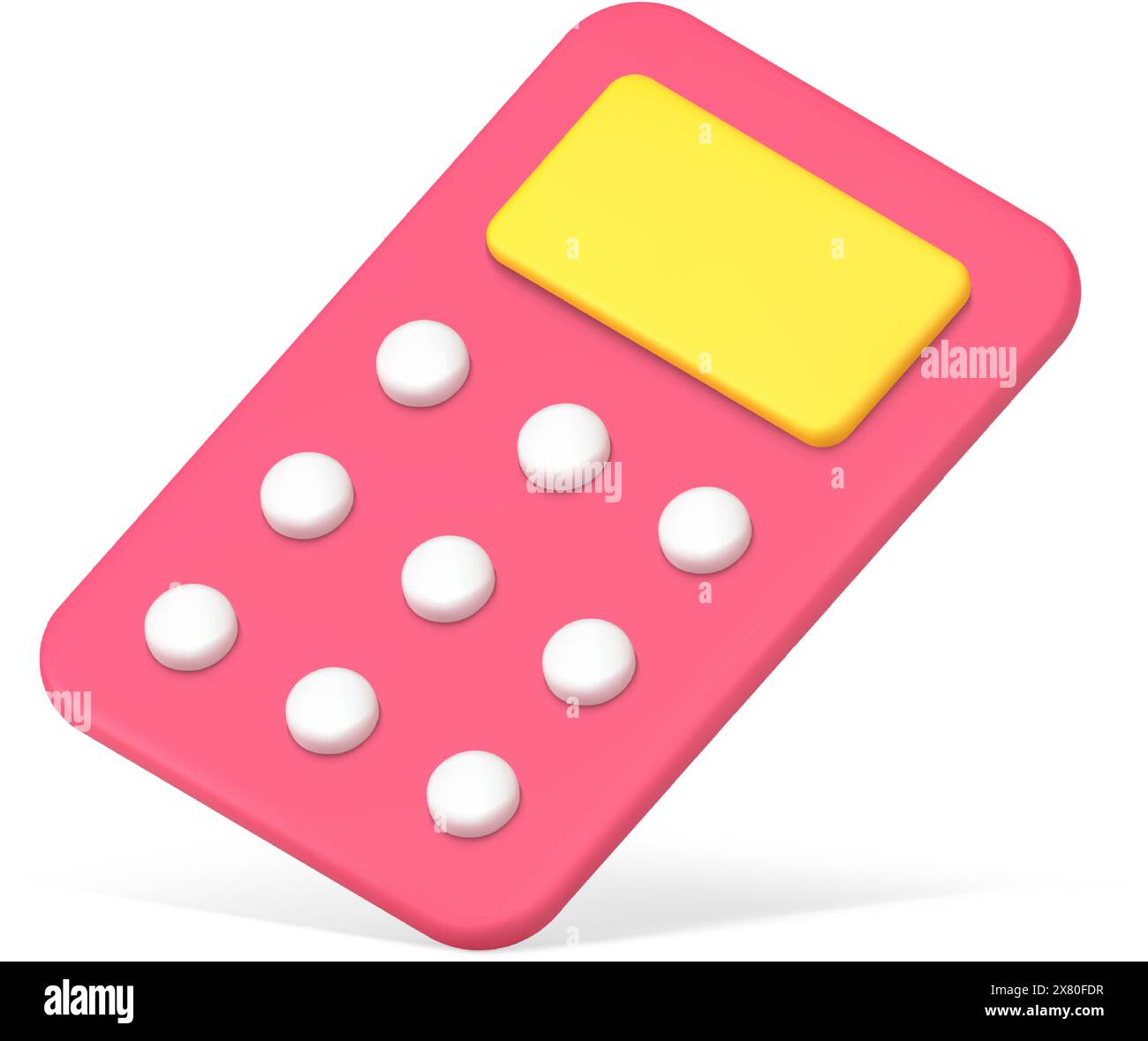 Simple red calculator with yellow display 3d icon vector illustration ...