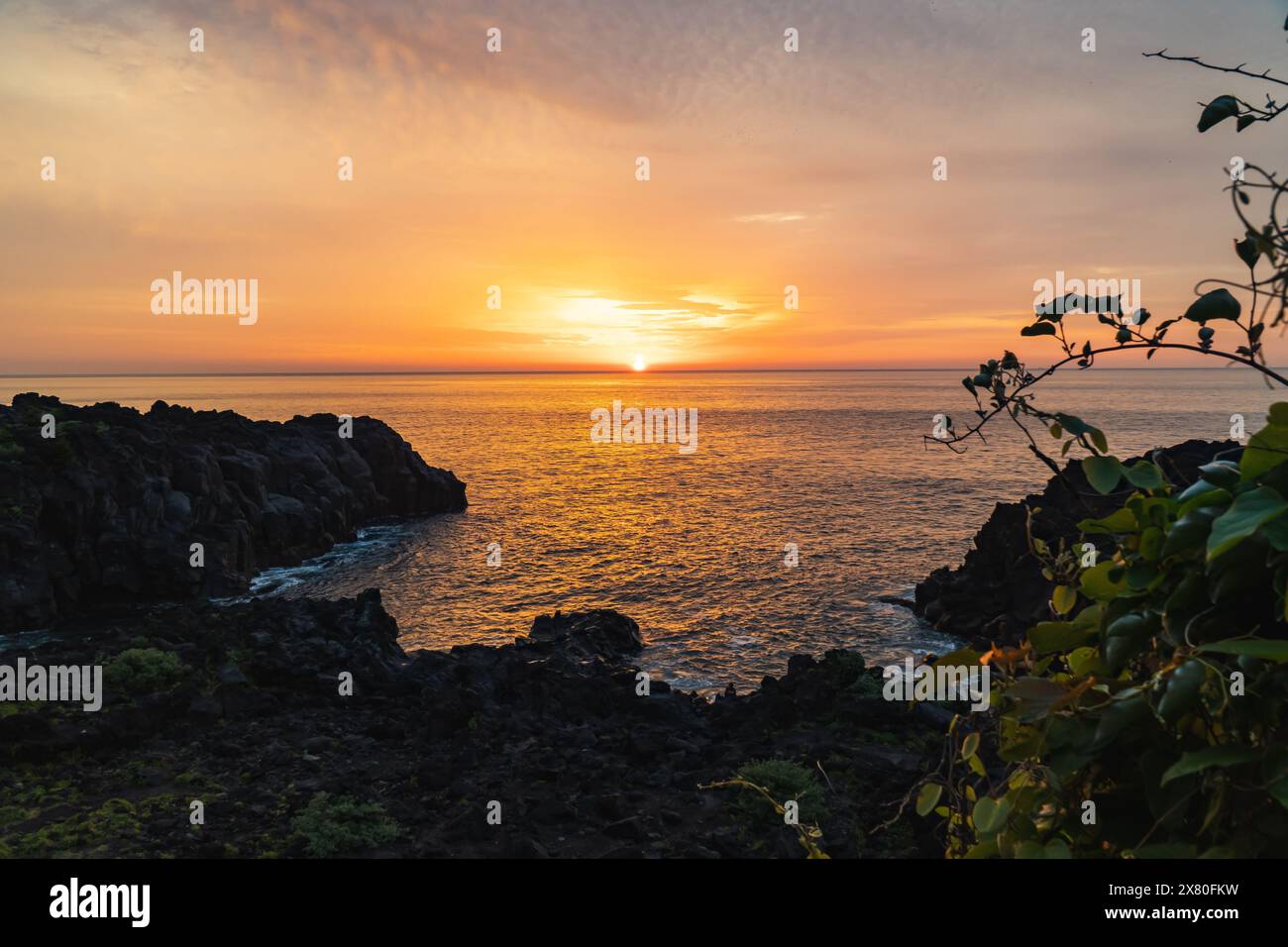 A coastal area in eastern part of Japan. A clear blue sky and an orange ...