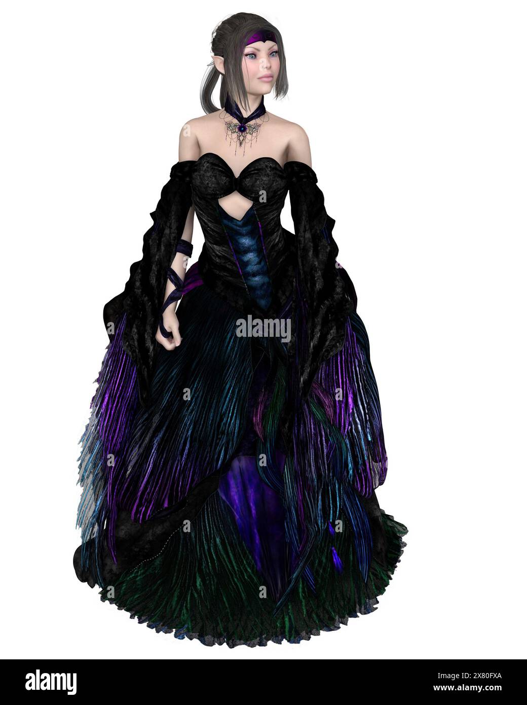 Elven Princess in Purple Dress, Front View Stock Photo - Alamy