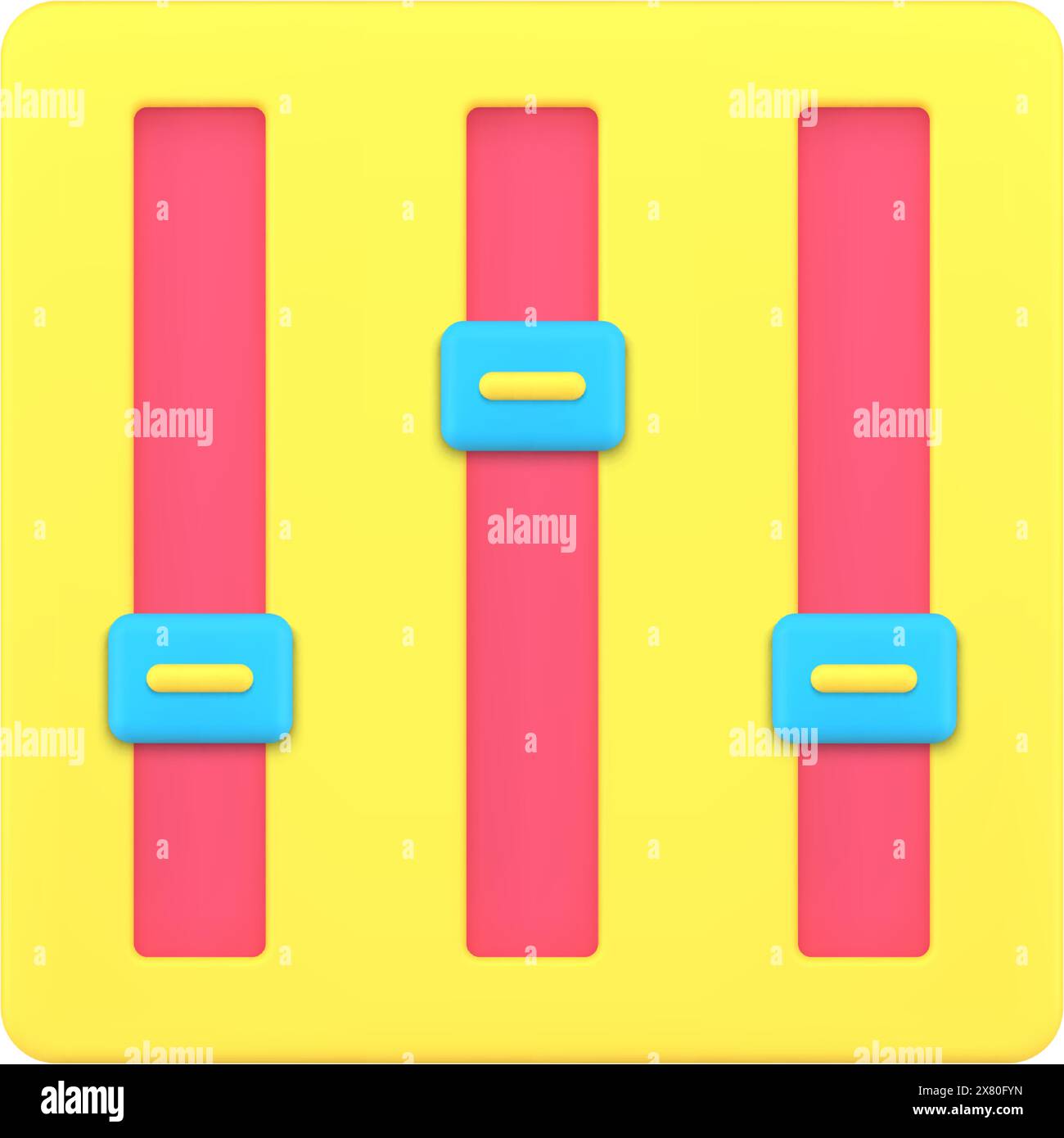 Volume control 3d icon vector illustration. Simple yellow blue acoustic ...