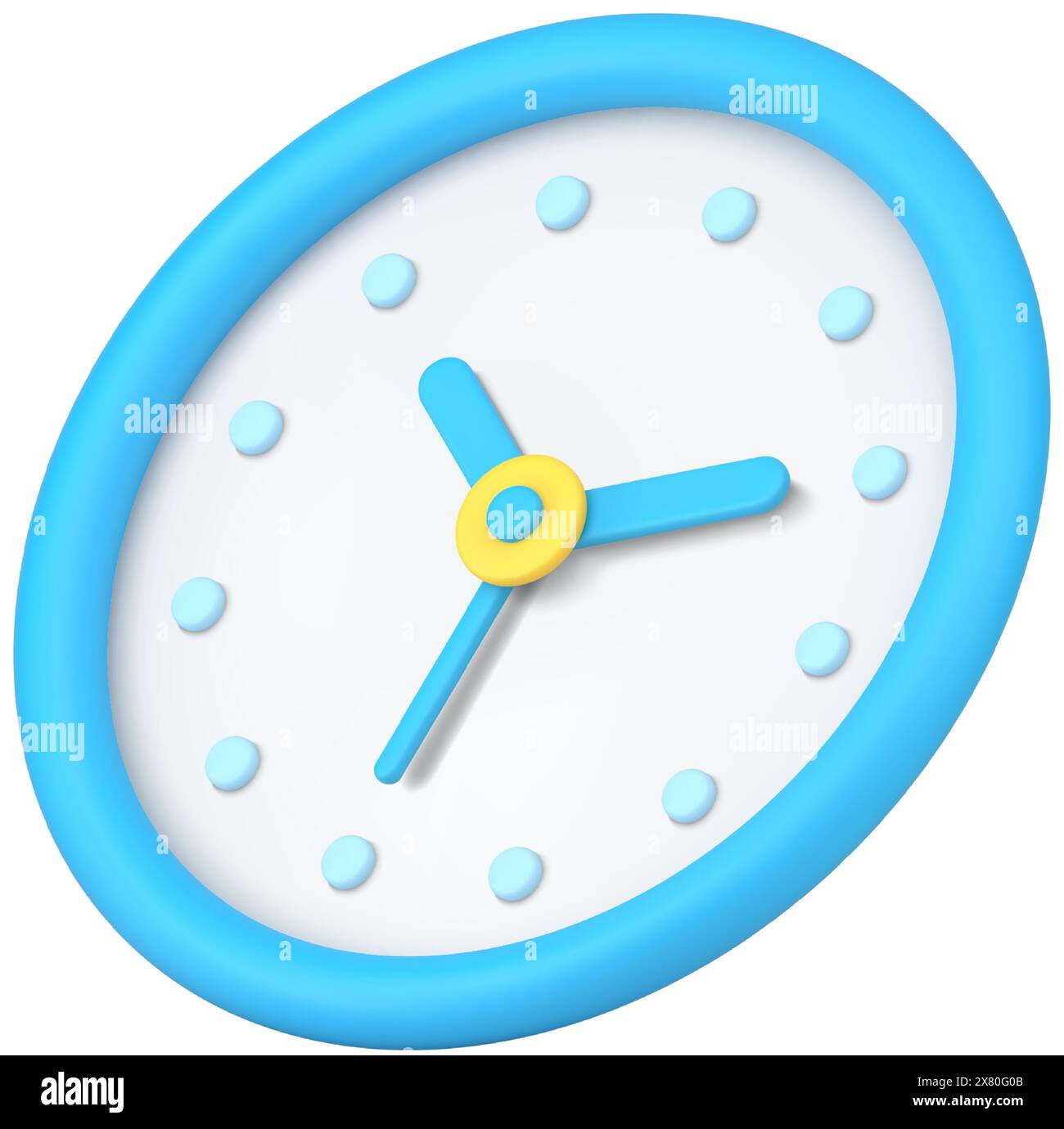 Blue circle wall watch 3d icon vector illustration. Rounded analog ...