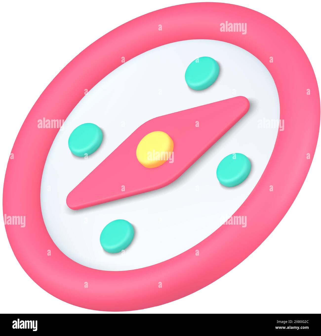 Minimalist round analog compass with arrow pointing direction realistic ...