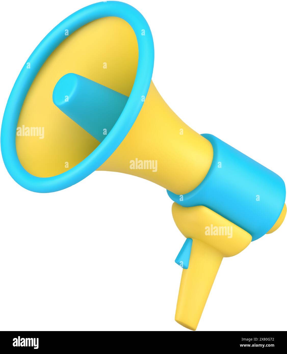 Bright yellow blue megaphone loudspeaker icon 3d isometric vector ...
