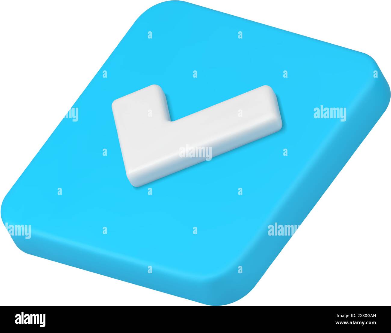 Blue glossy done check mark square isometric shape realistic 3d icon ...
