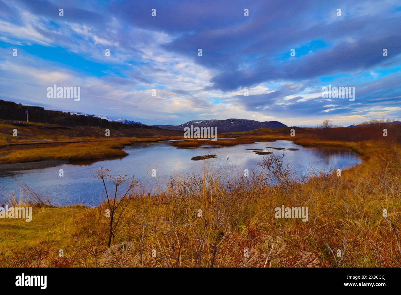 Landscapes in Thingvellir National Park in Iceland. Lakes and ...