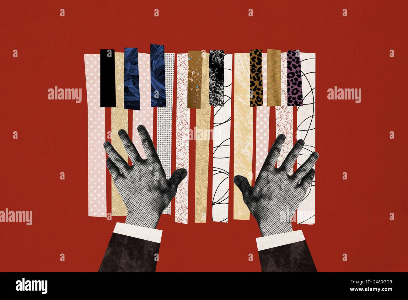 Composite photo collage of male hands piano player keyboard musician ...