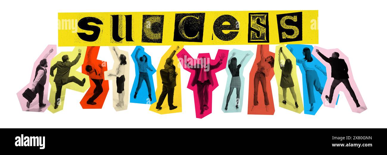 Banner. Contemporary art collage. Business people in vibrant color ...