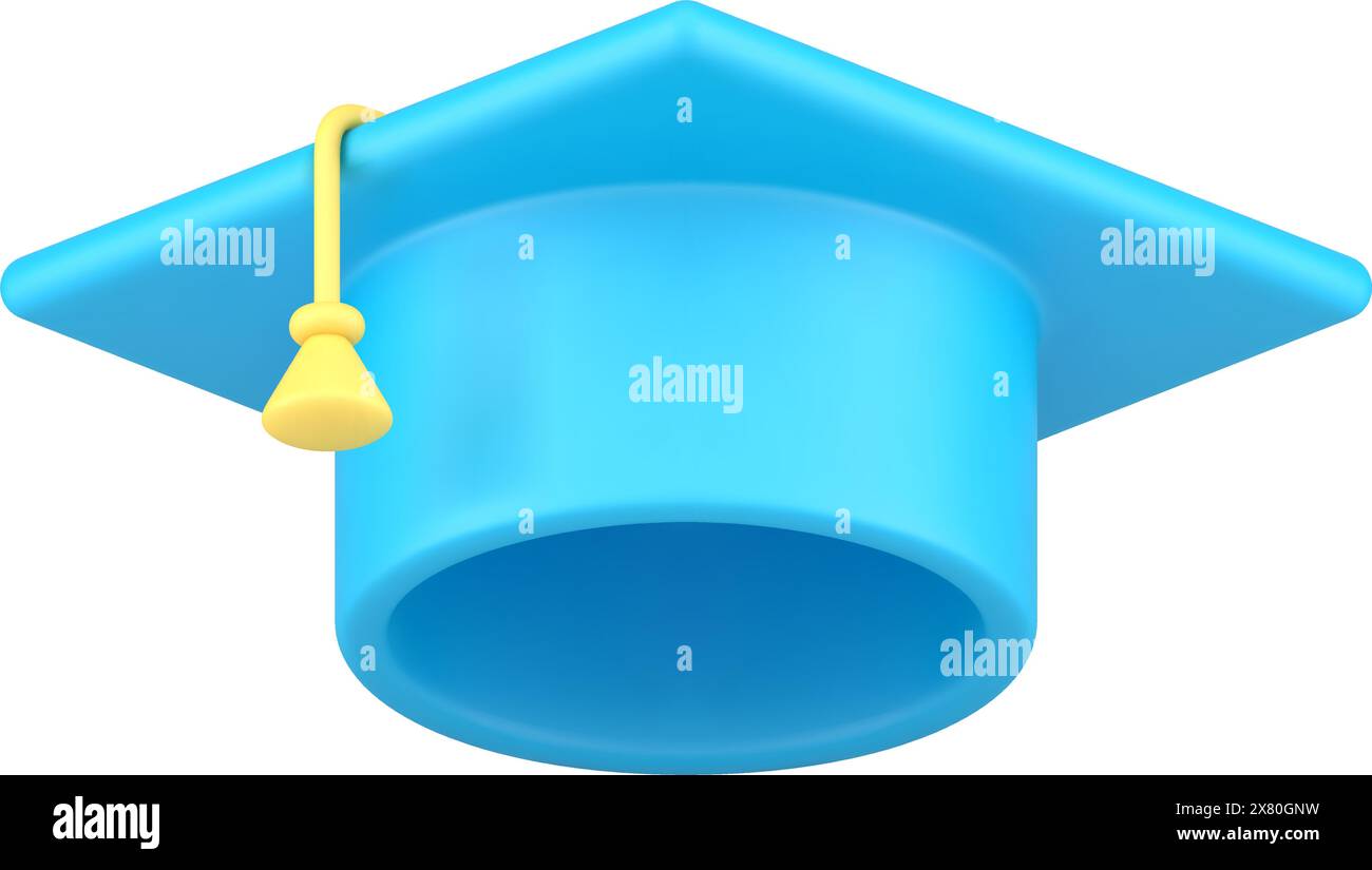 Academic student high school uniform blue graduation cap 3d icon ...