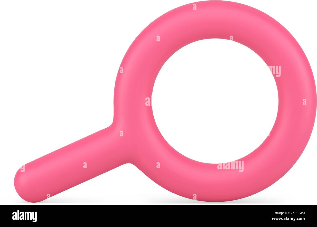 Bright pink horizontal placed magnifying glass education science ...