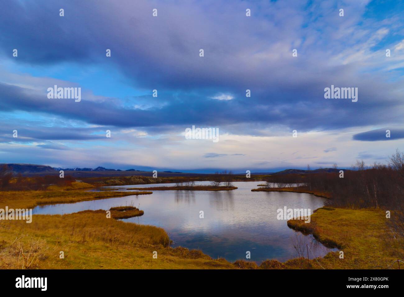 Landscapes in Thingvellir National Park in Iceland. Lakes and ...