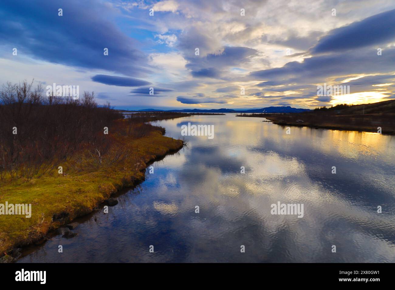 Landscapes in Thingvellir National Park in Iceland. Lakes and ...