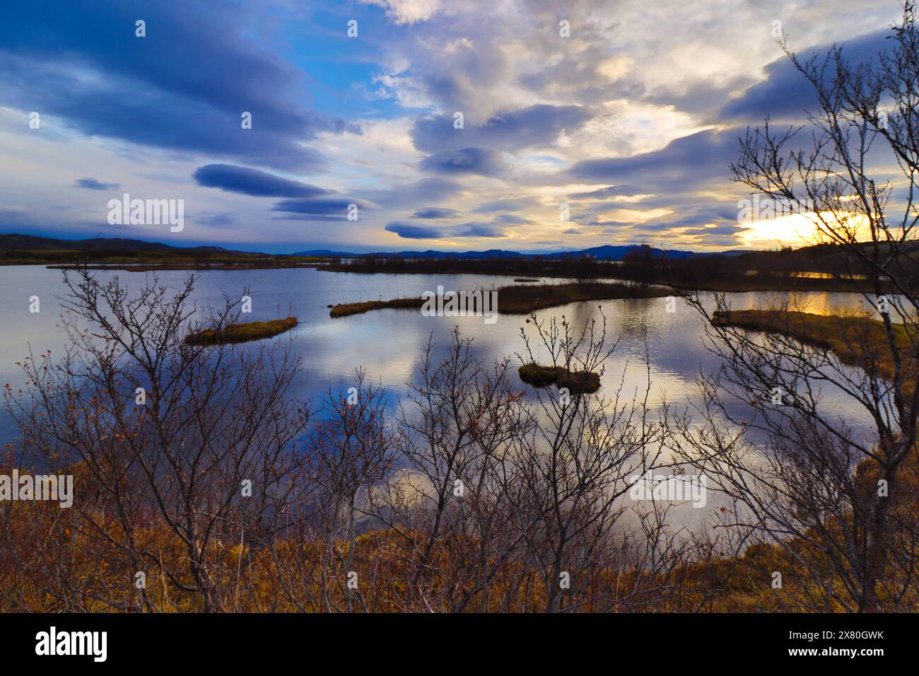Landscapes in Thingvellir National Park in Iceland. Lakes and ...