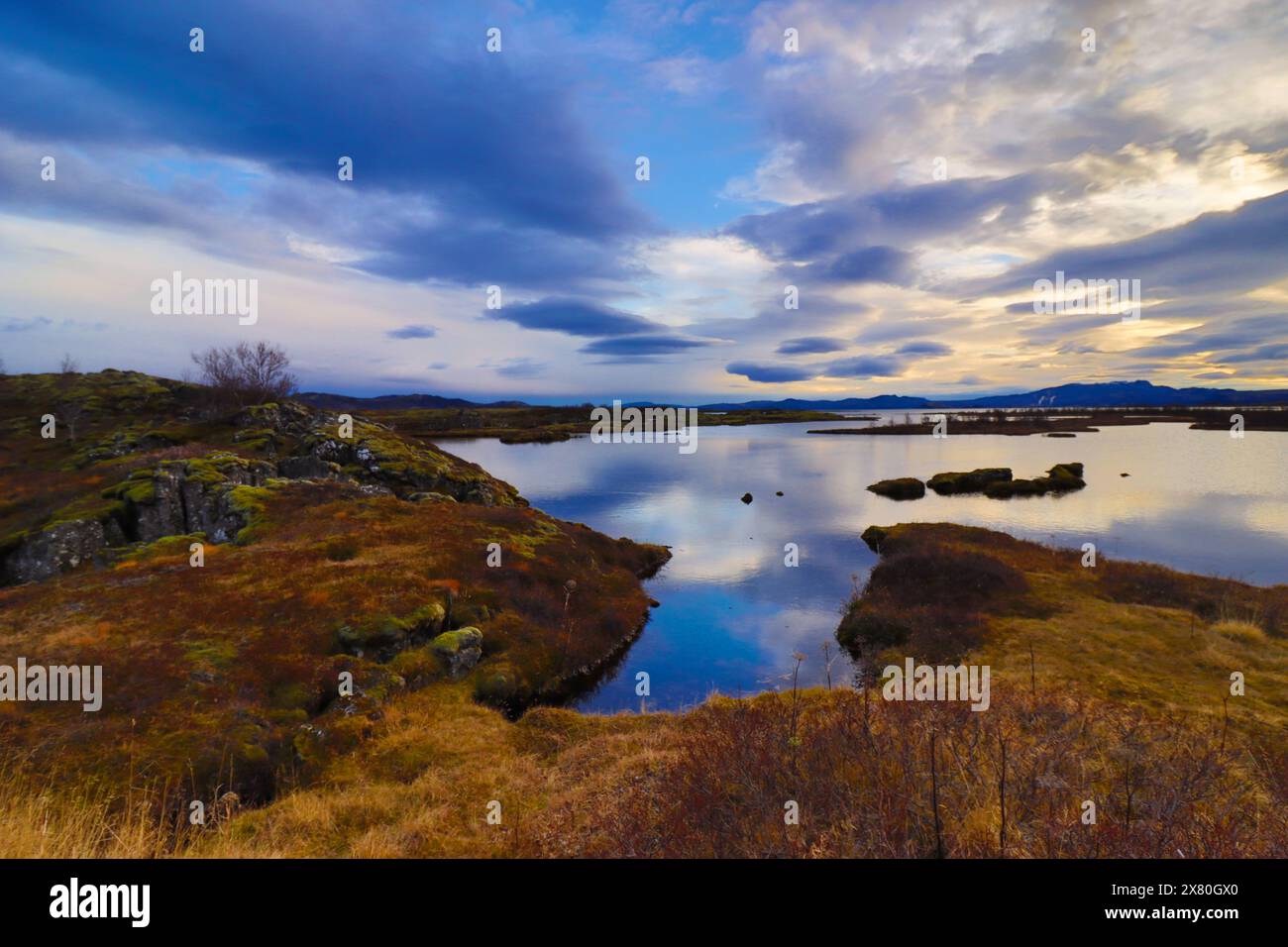 Landscapes in Thingvellir National Park in Iceland. Lakes and ...