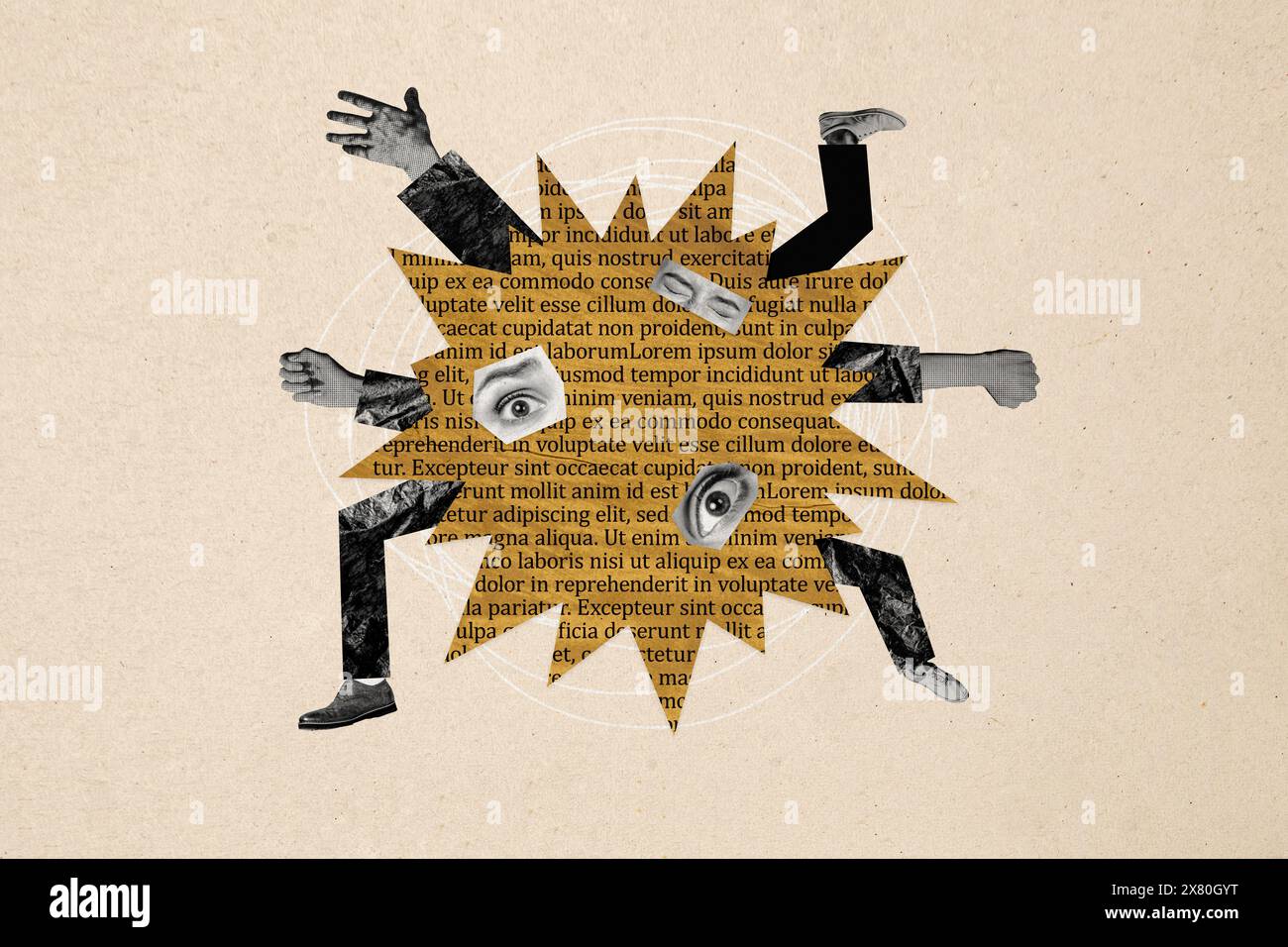 Composite photo collage of human conflict fight parts body legs hands ...