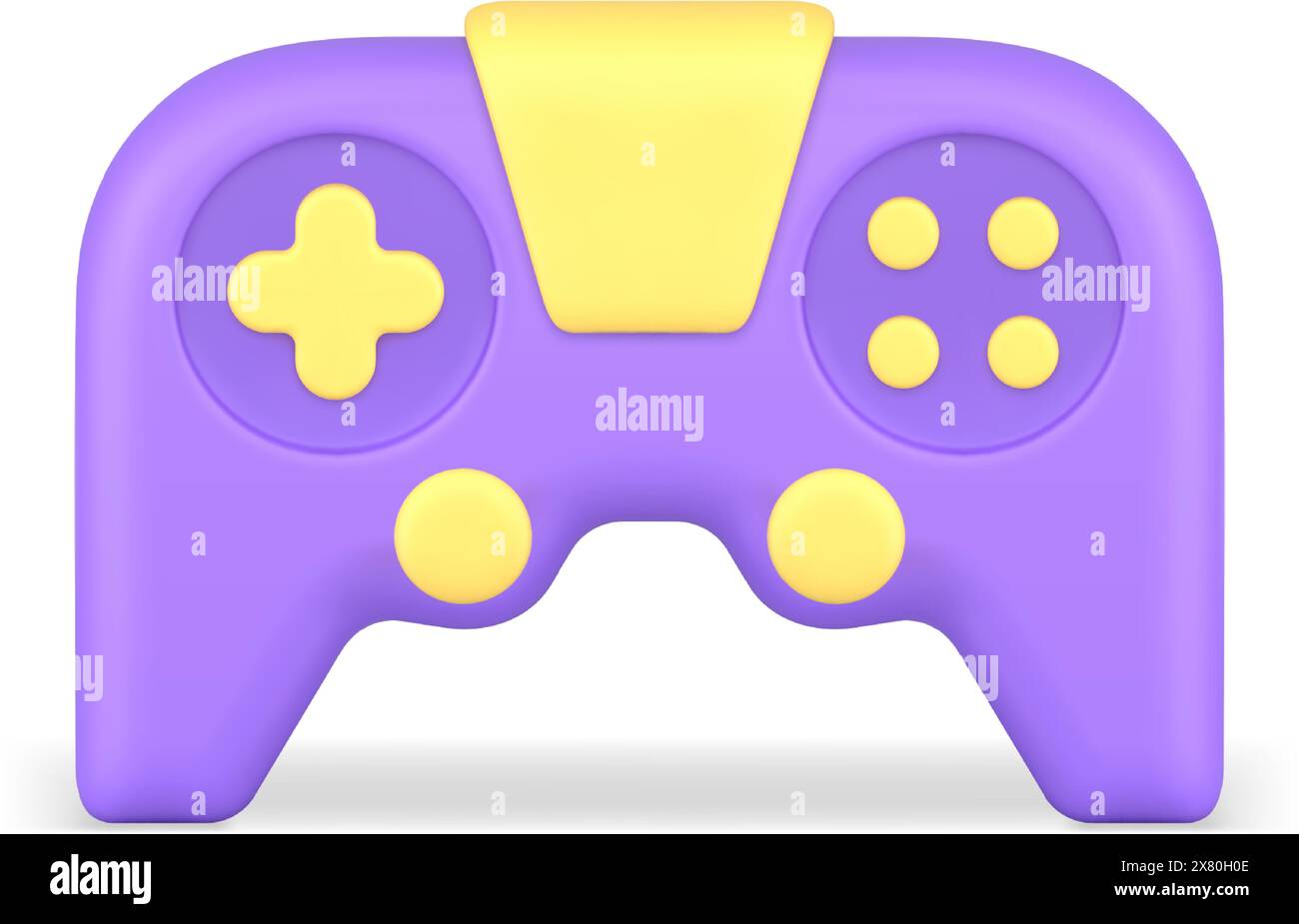Realistic 3d icon purple yellow video game joystick front view vector ...