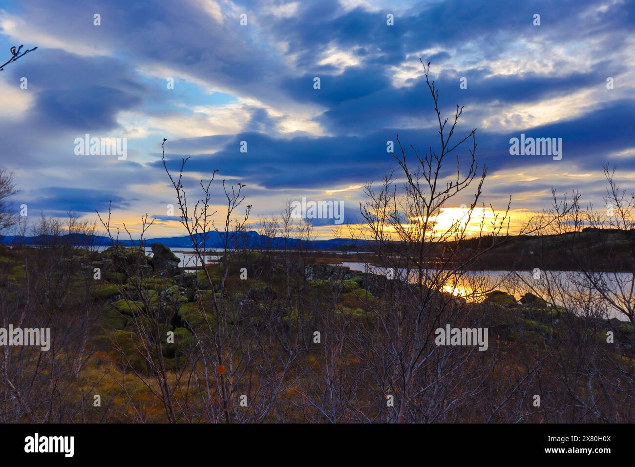 Landscapes in Thingvellir National Park in Iceland. Lakes and ...