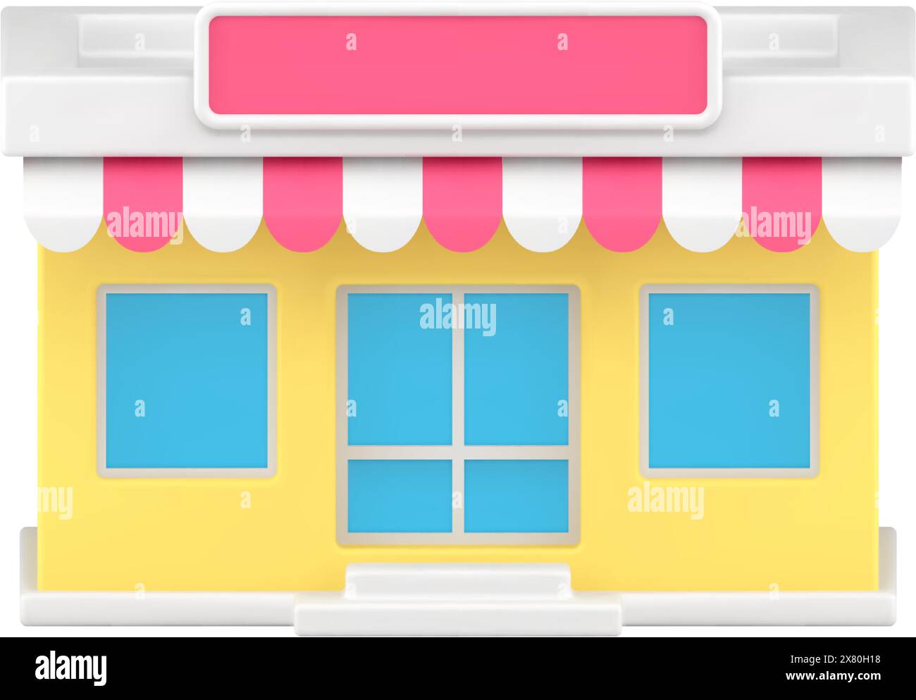 Exterior awning local store front view 3d icon realistic vector ...