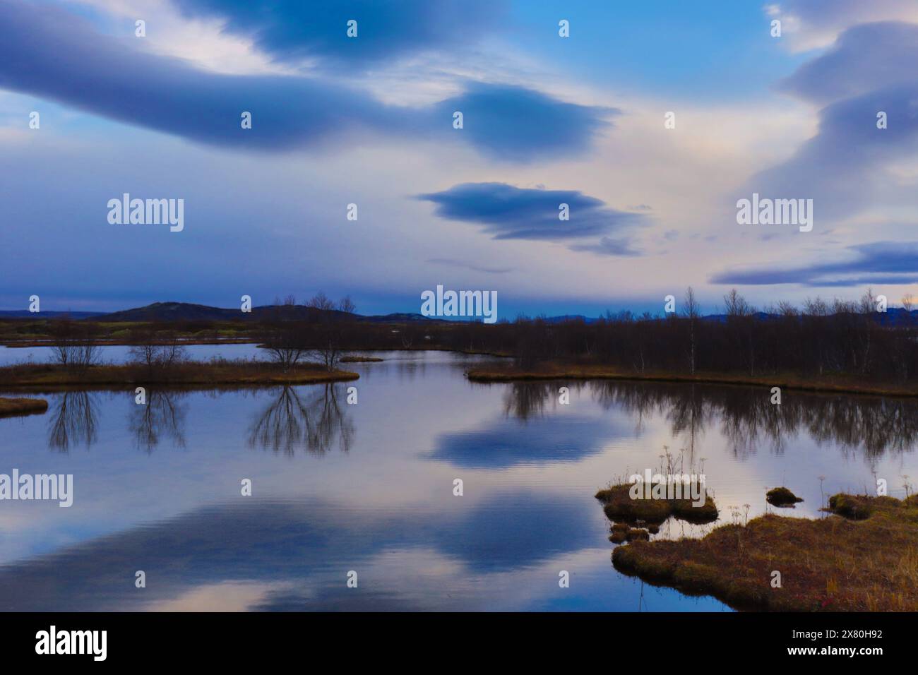 Landscapes in Thingvellir National Park in Iceland. Lakes and ...