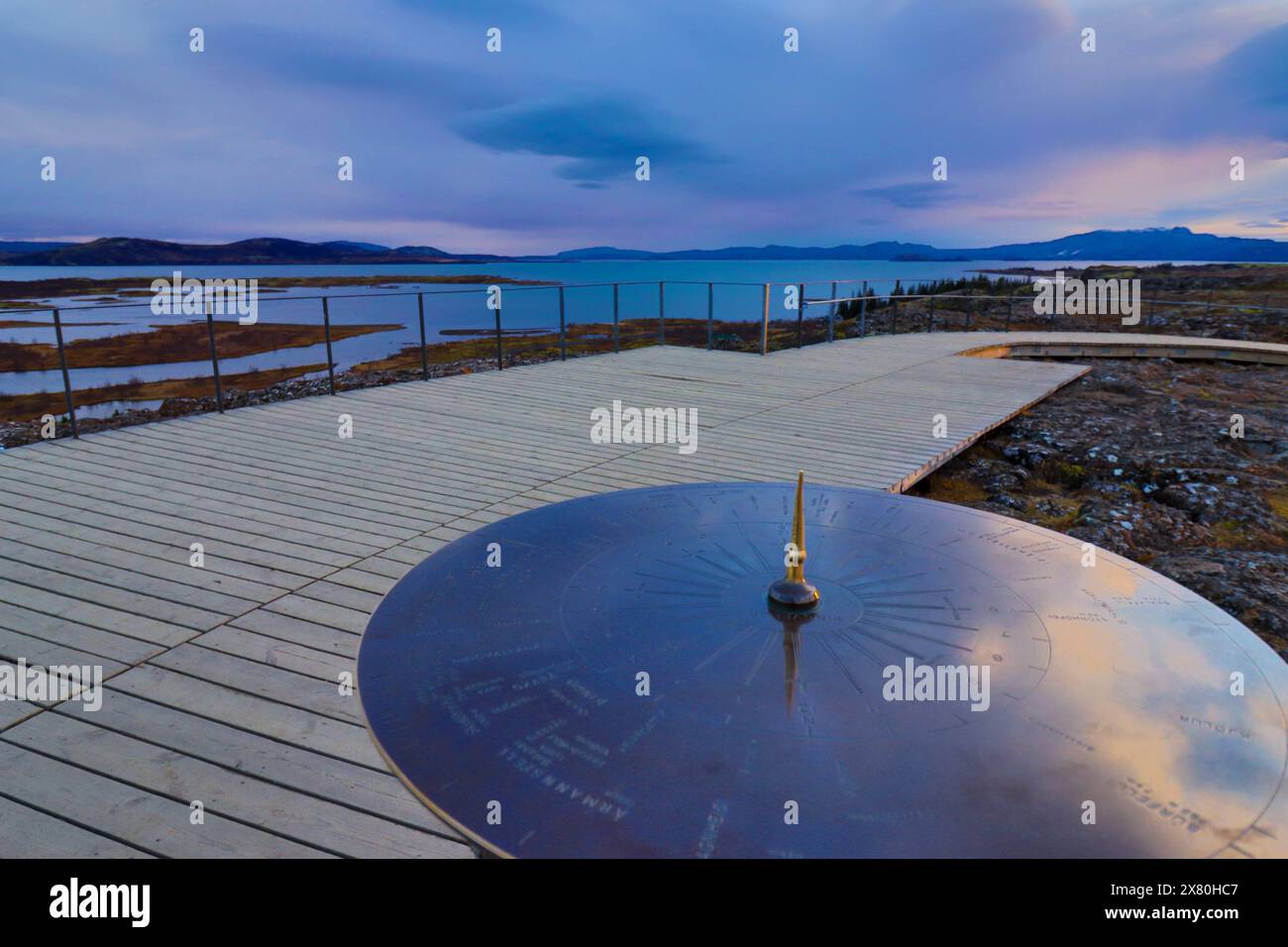 partial view of the sundial at Thingvellir National Park in Iceland ...