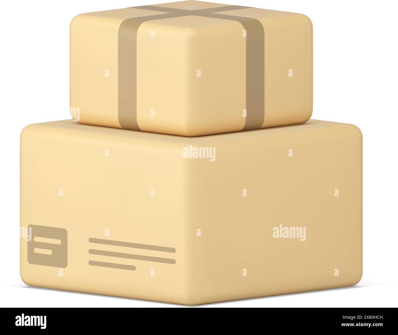 Stack of post parcel wrapped by craft paper isometric 3d icon realistic ...