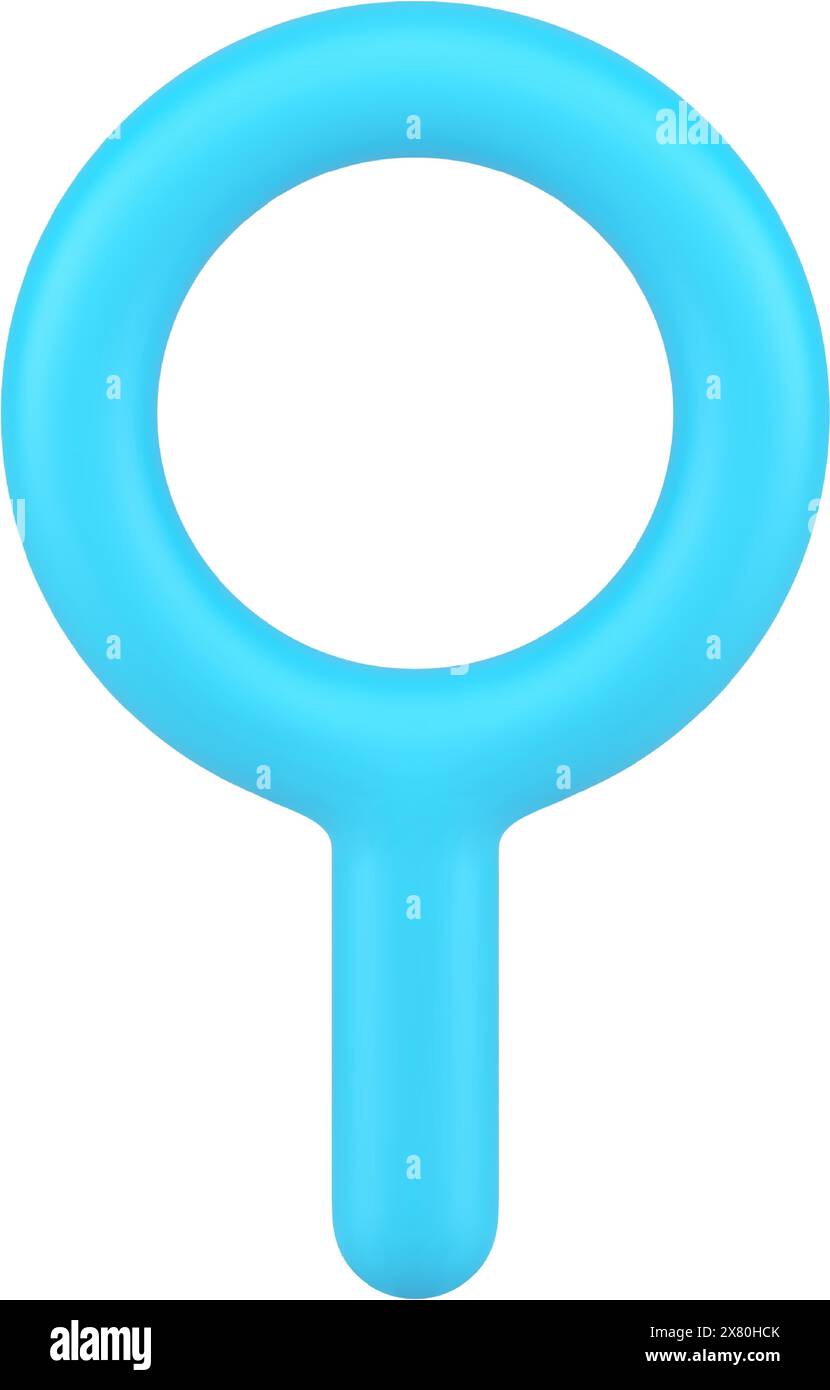 Blue glossy magnifying glass with handle 3d icon realistic vector ...