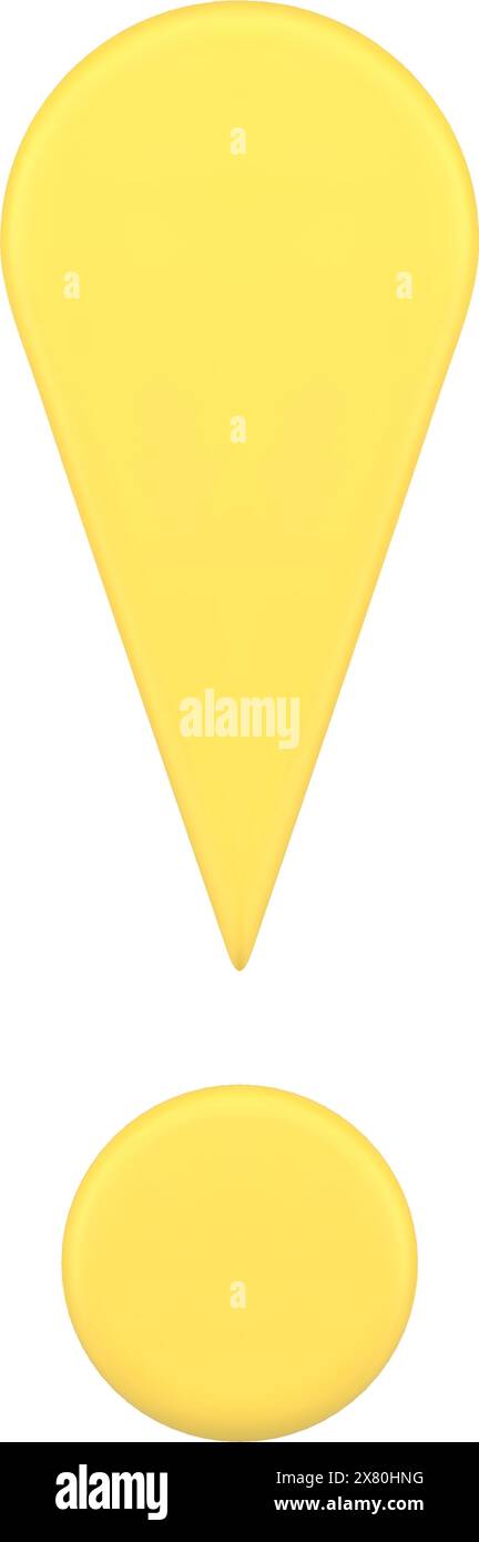 Glossy yellow exclamation mark with circle point beware error dangerous ...