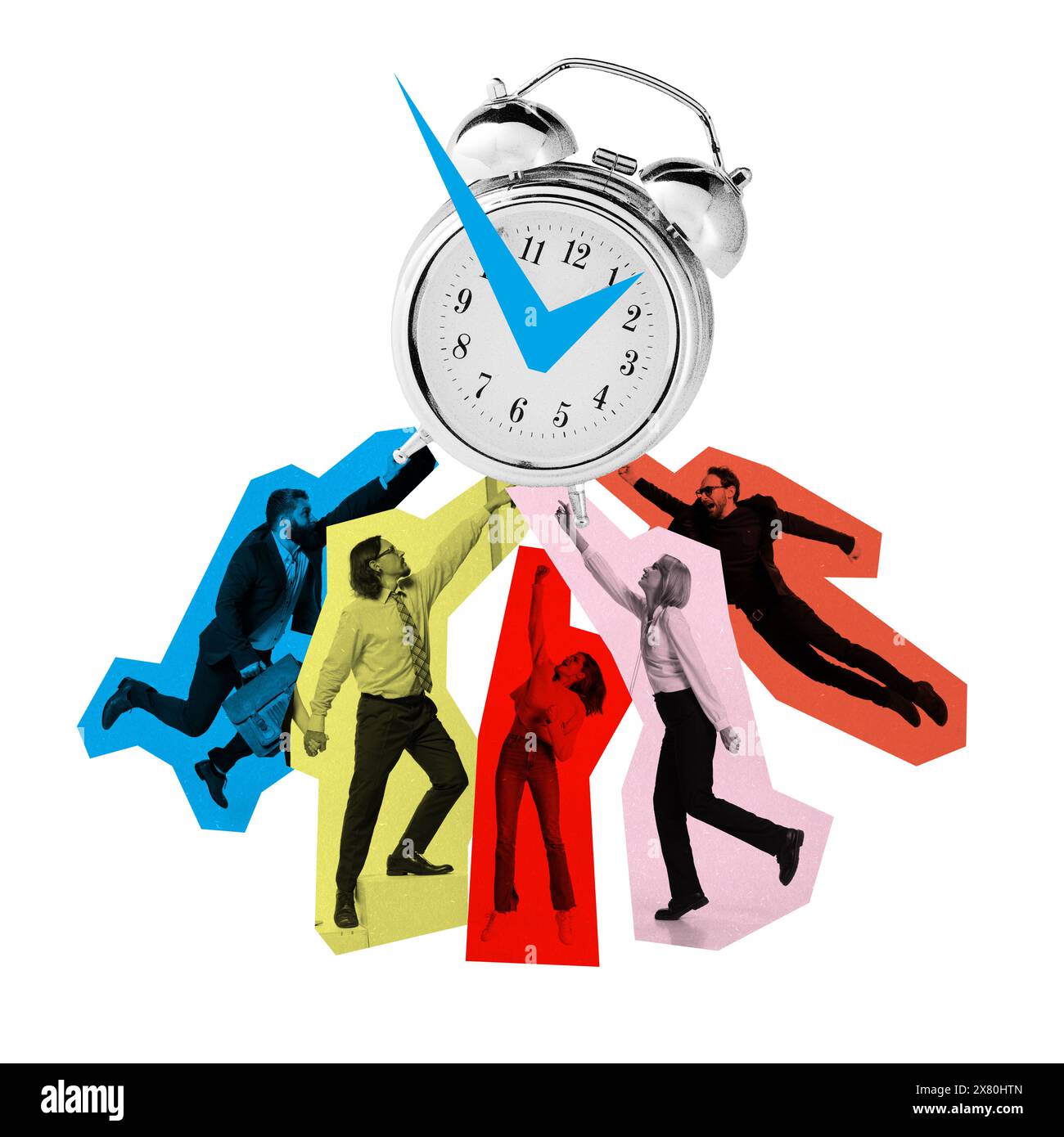 Contemporary art collage. Business people in vibrant color blocks ...