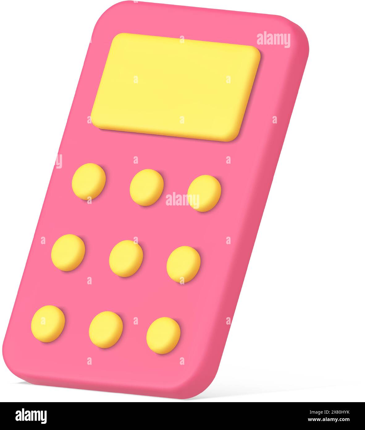 Decorative pink glossy calculator diagonal placed electronic badge realistic 3d icon vector ...