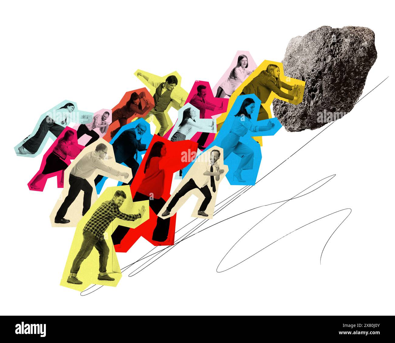 Group people help push Cut Out Stock Images & Pictures - Alamy