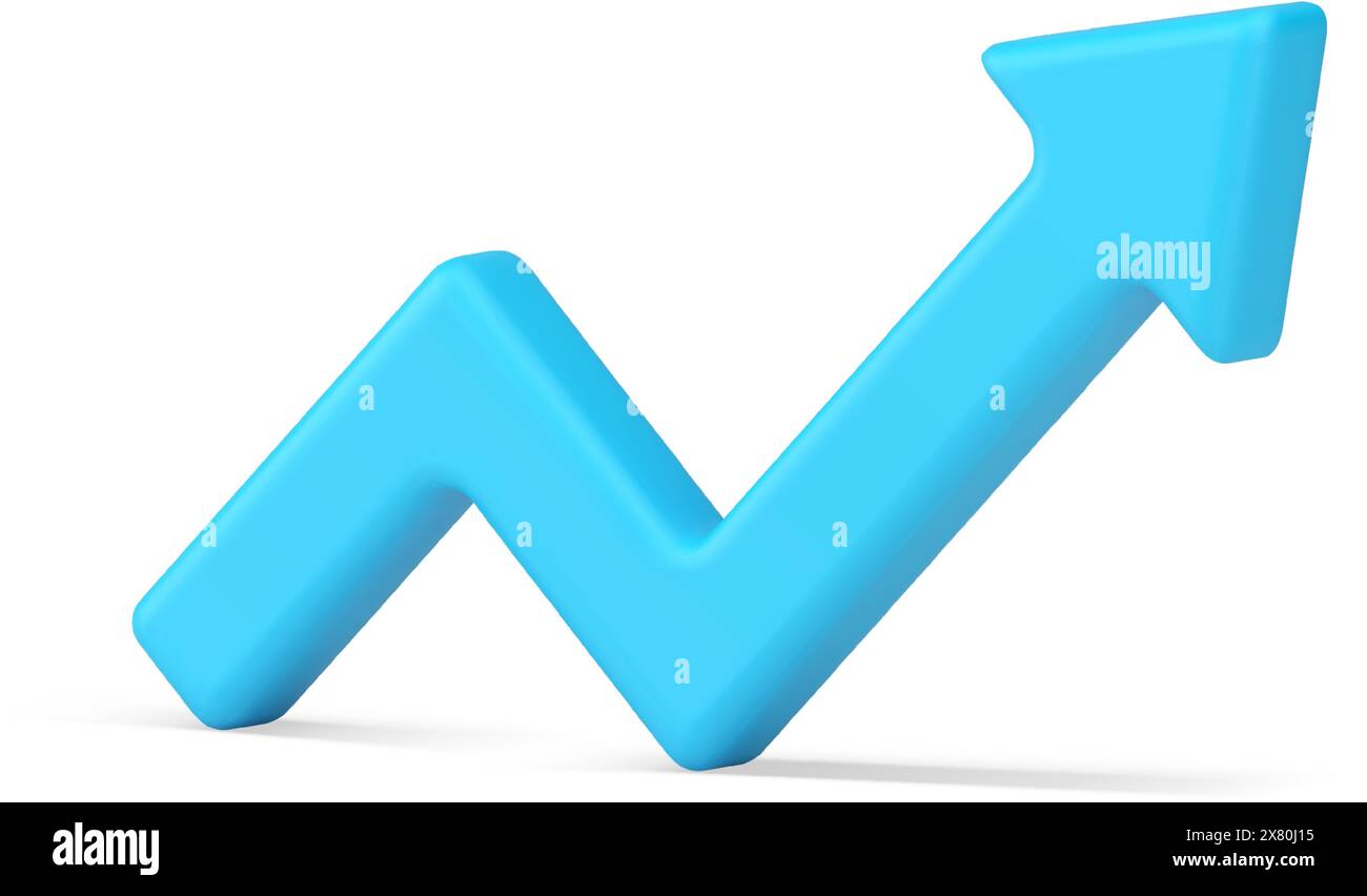 Blue angled arrow top pointing realistic 3d icon vector illustration ...