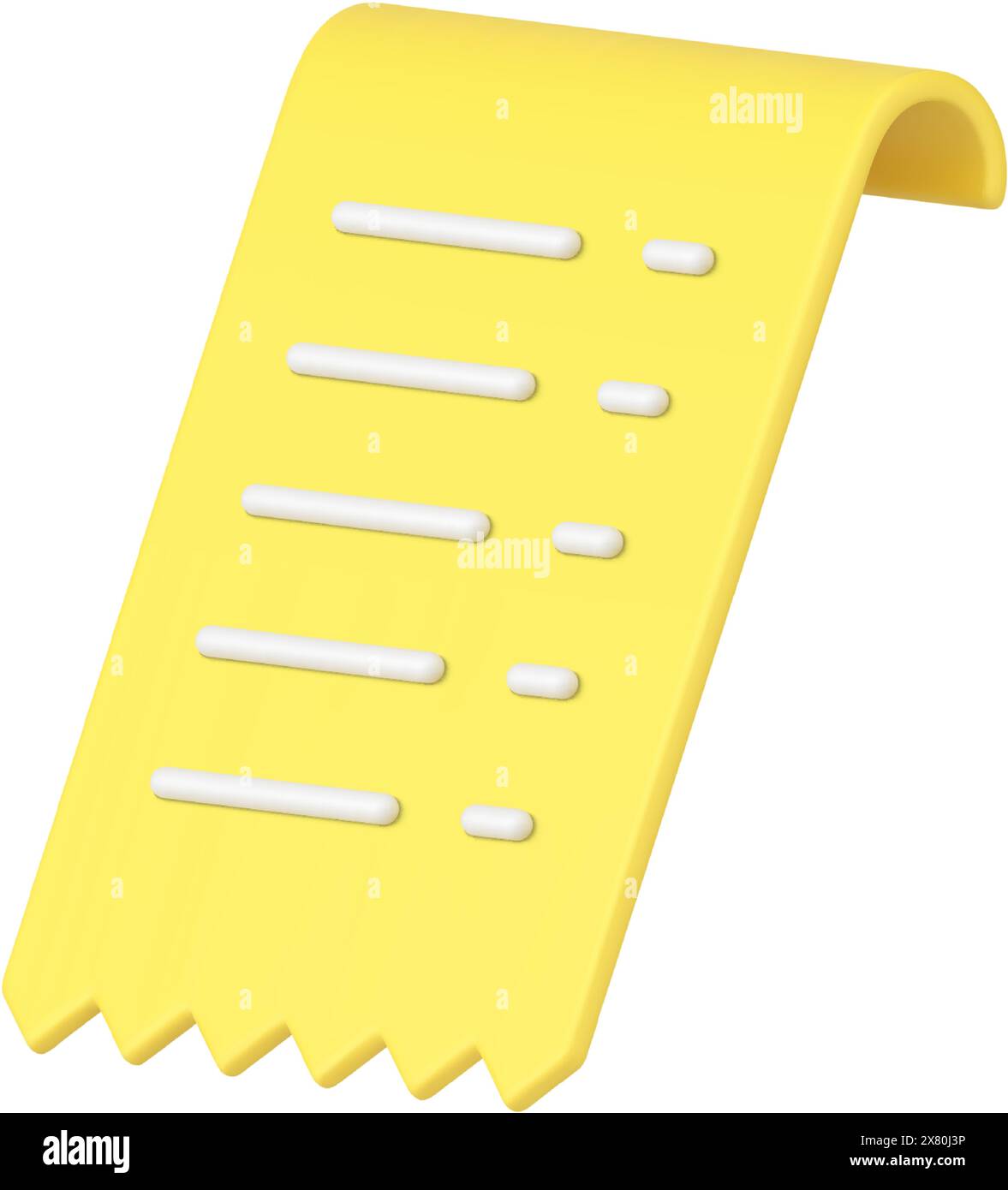 Yellow glossy bill banking payment document curved shape diagonal ...