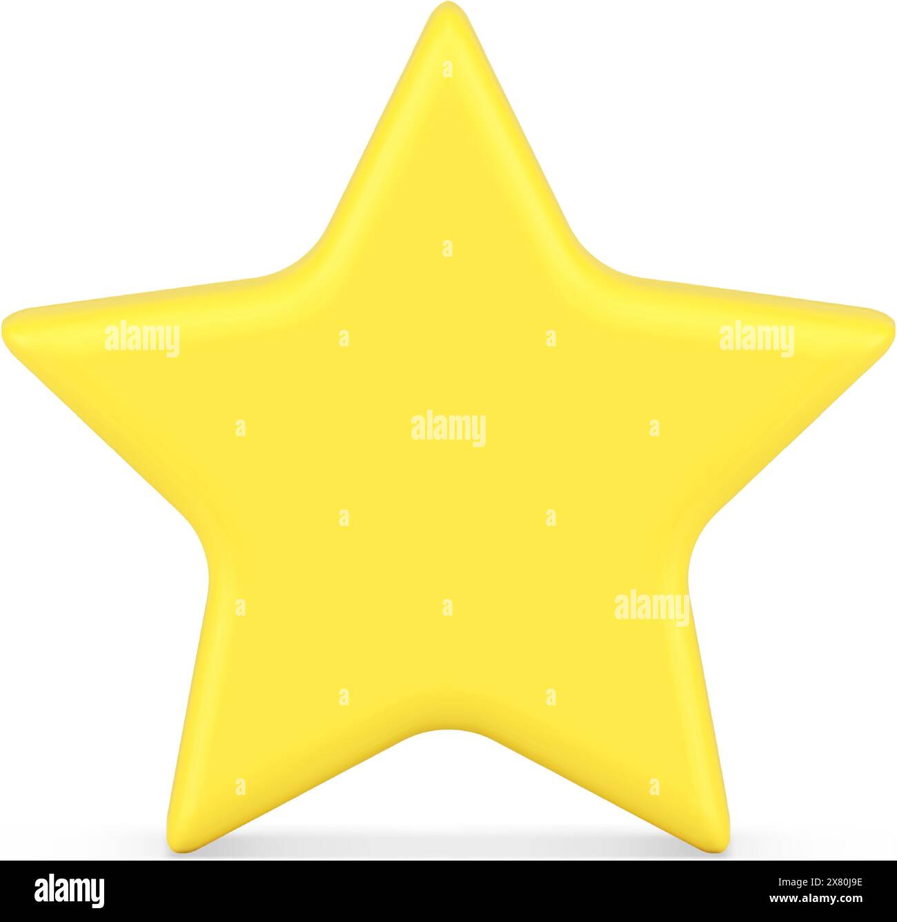 Yellow five pointed glossy star front view realistic 3d icon vector illustration. Best award ...