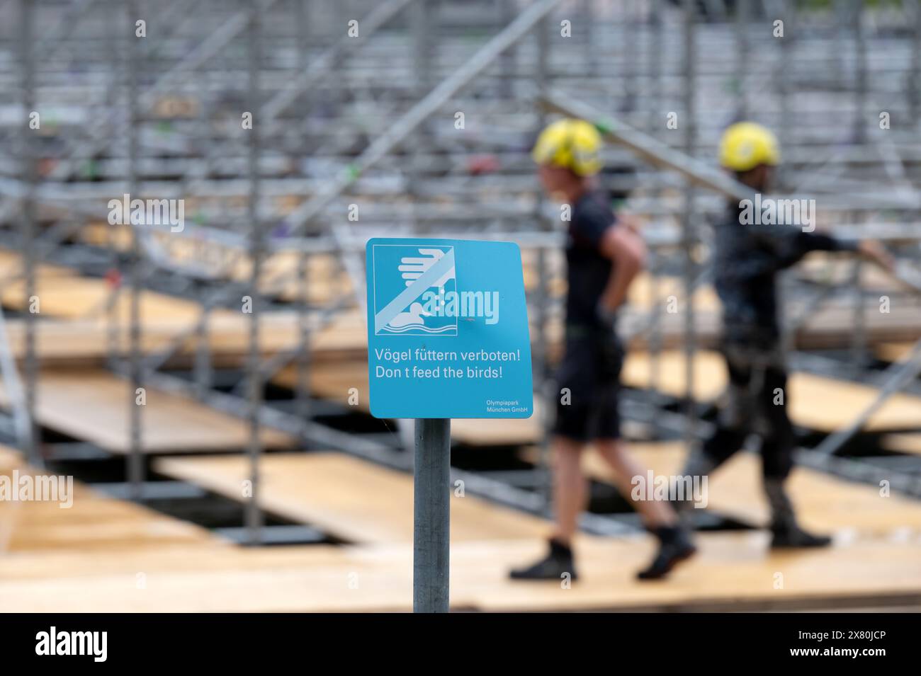 22 May 2024, Bavaria, Munich: A fan zone is being set up in the Olympic ...
