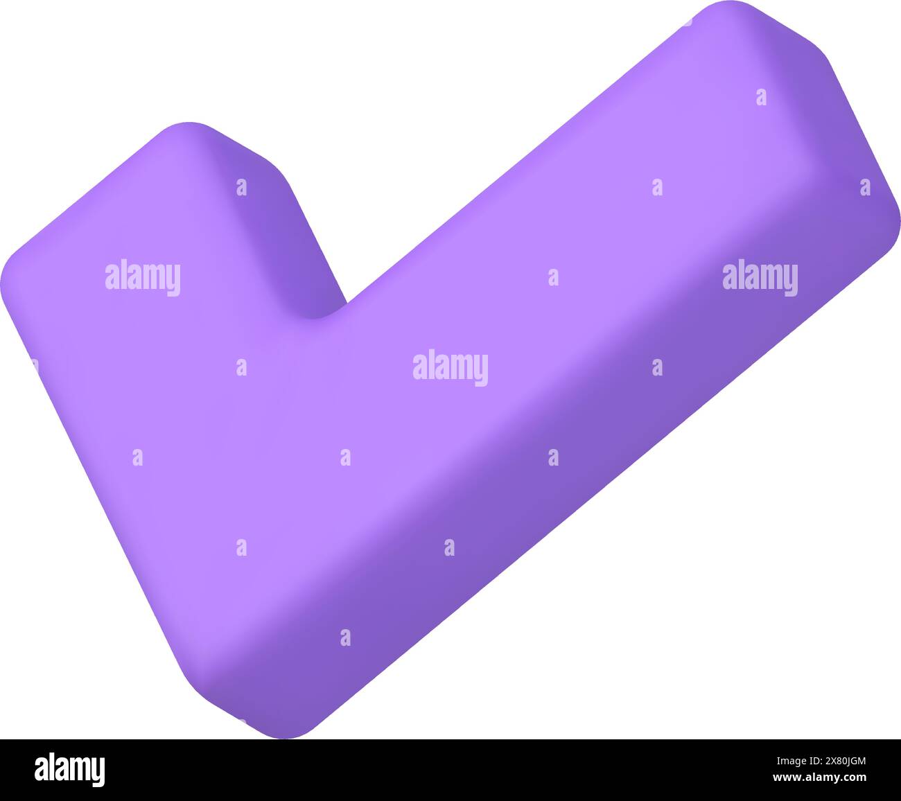 Purple glossy checkmark done complete successful vote choice isometric ...