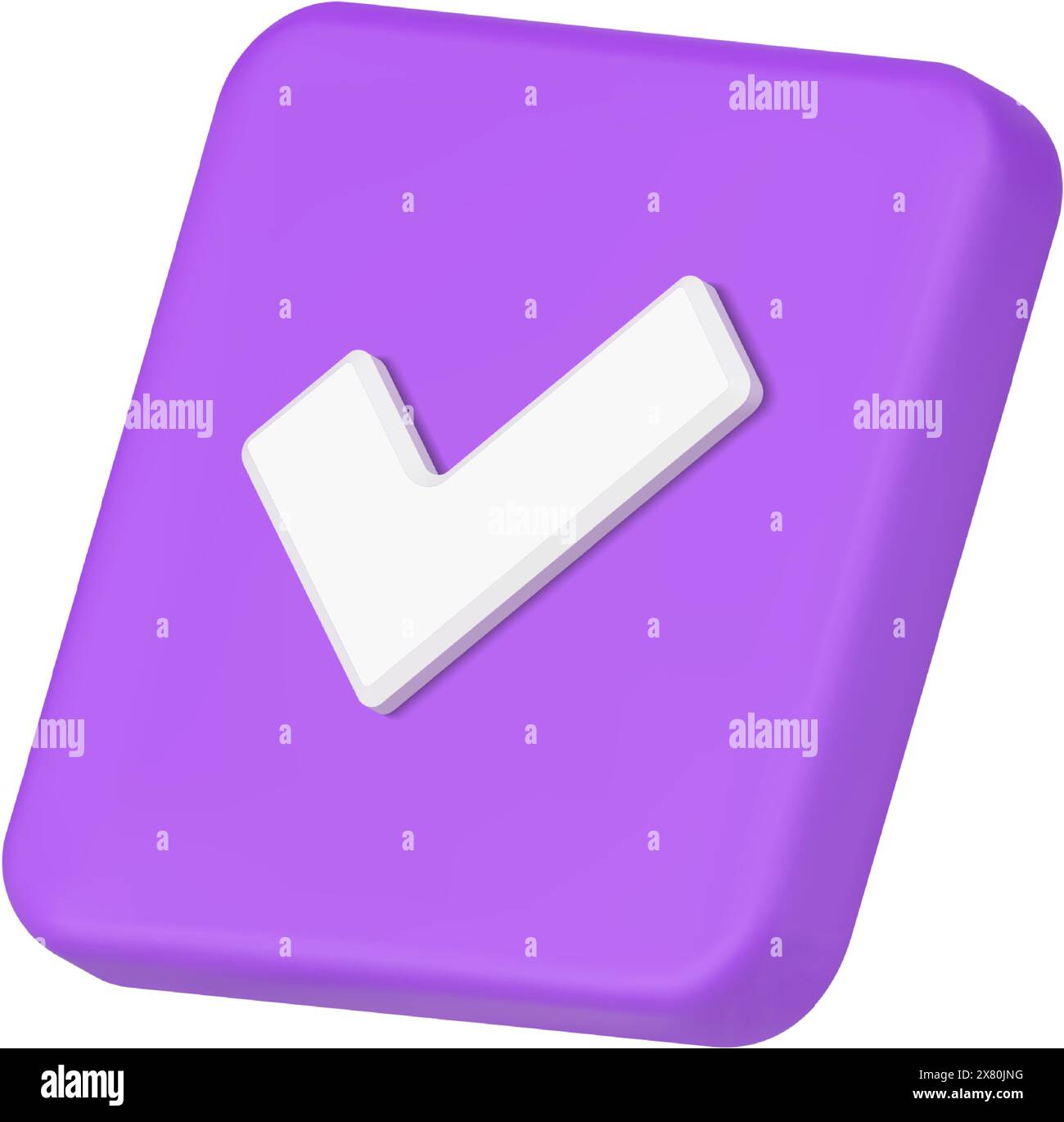 Violet done checkbox diagonal placed check mark square button isometric ...