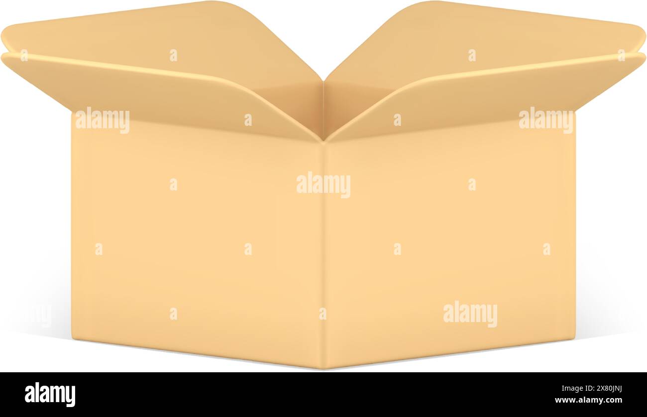 Realistic cardboard box 3d icon goods shipment package front side view ...