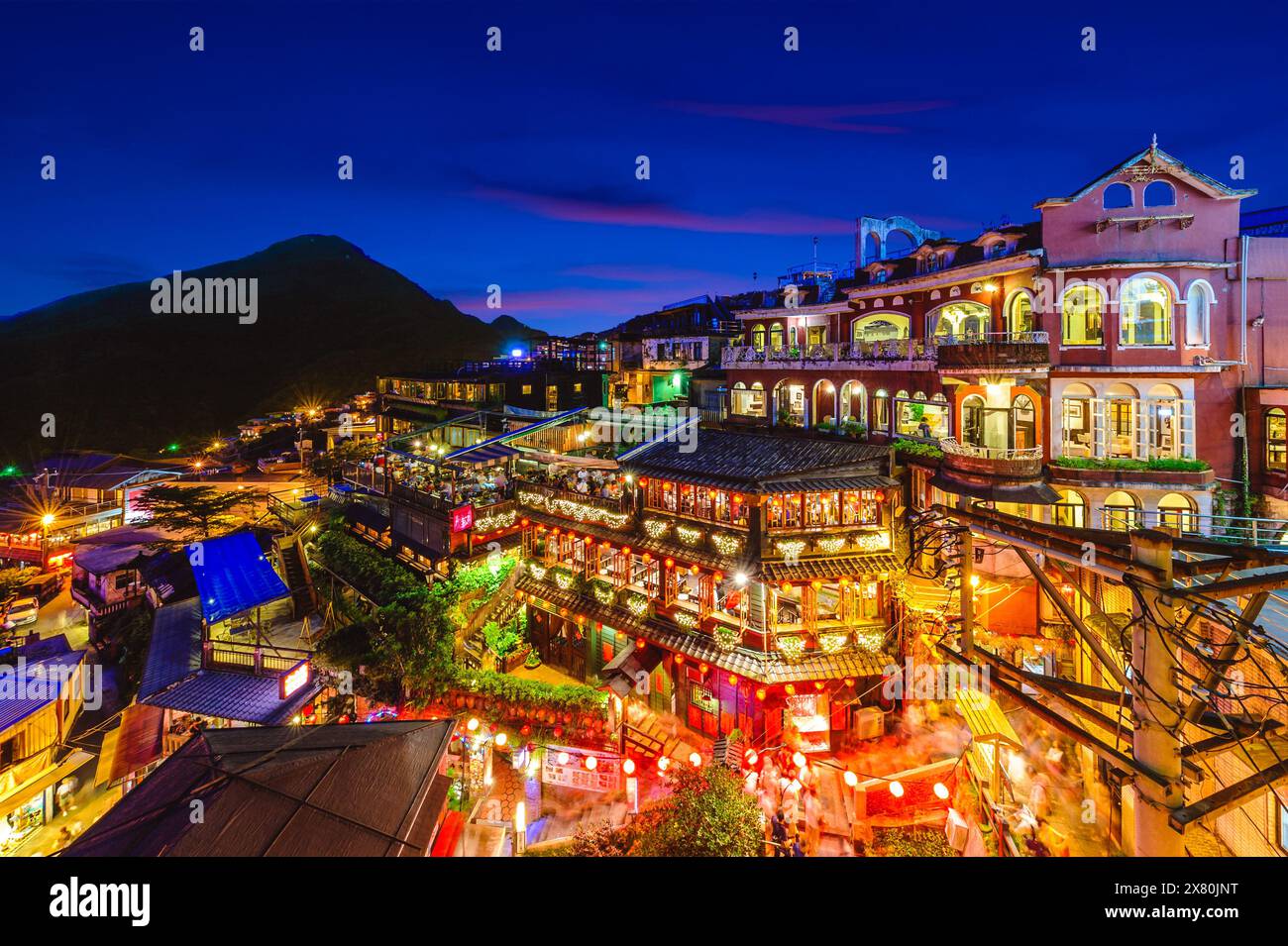 scenery of Jiufen village with lantern in New Taipei city, Taiwan Stock ...