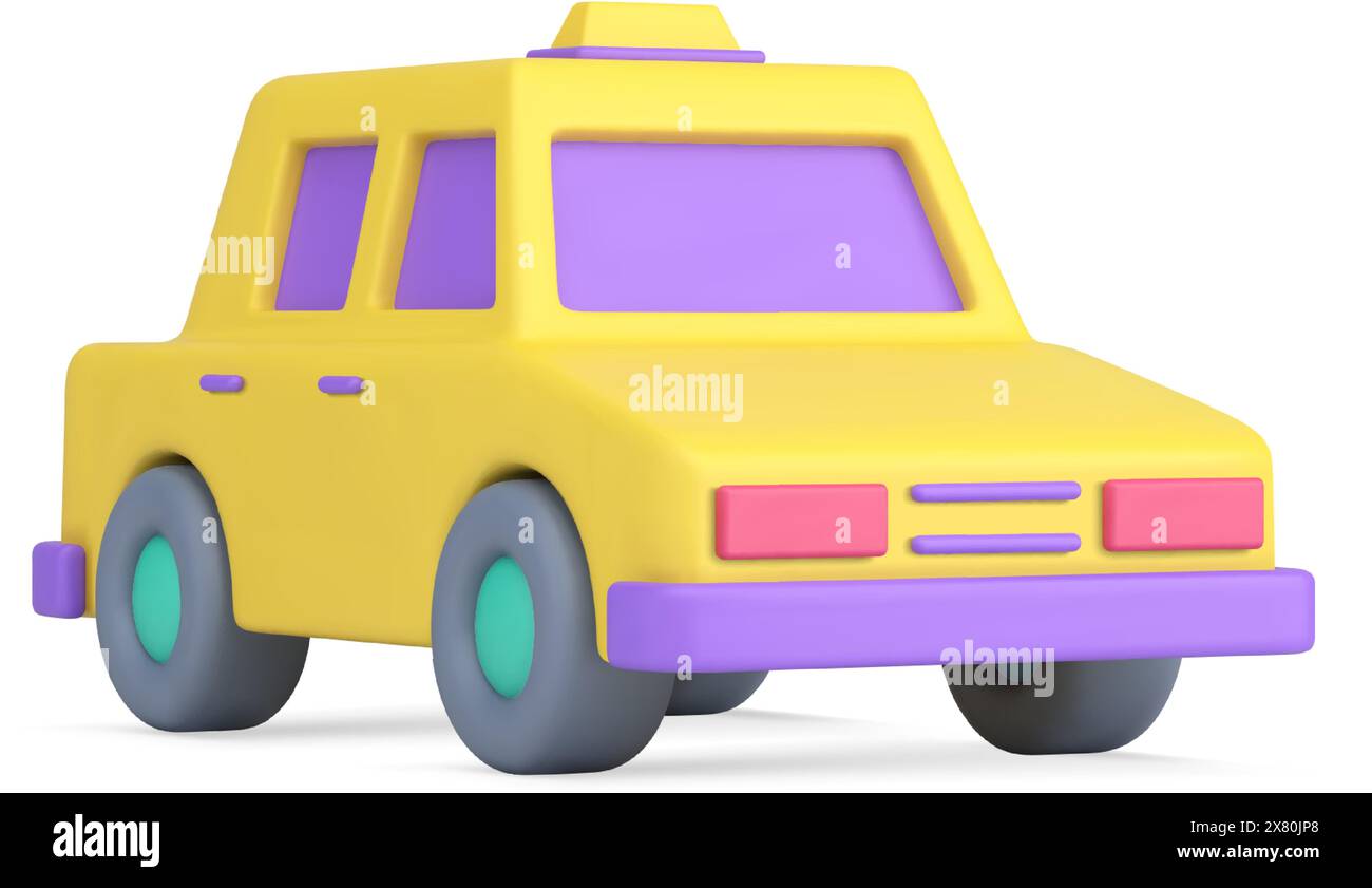 Yellow taxi cab automobile with signboard for fast comfortable city ...