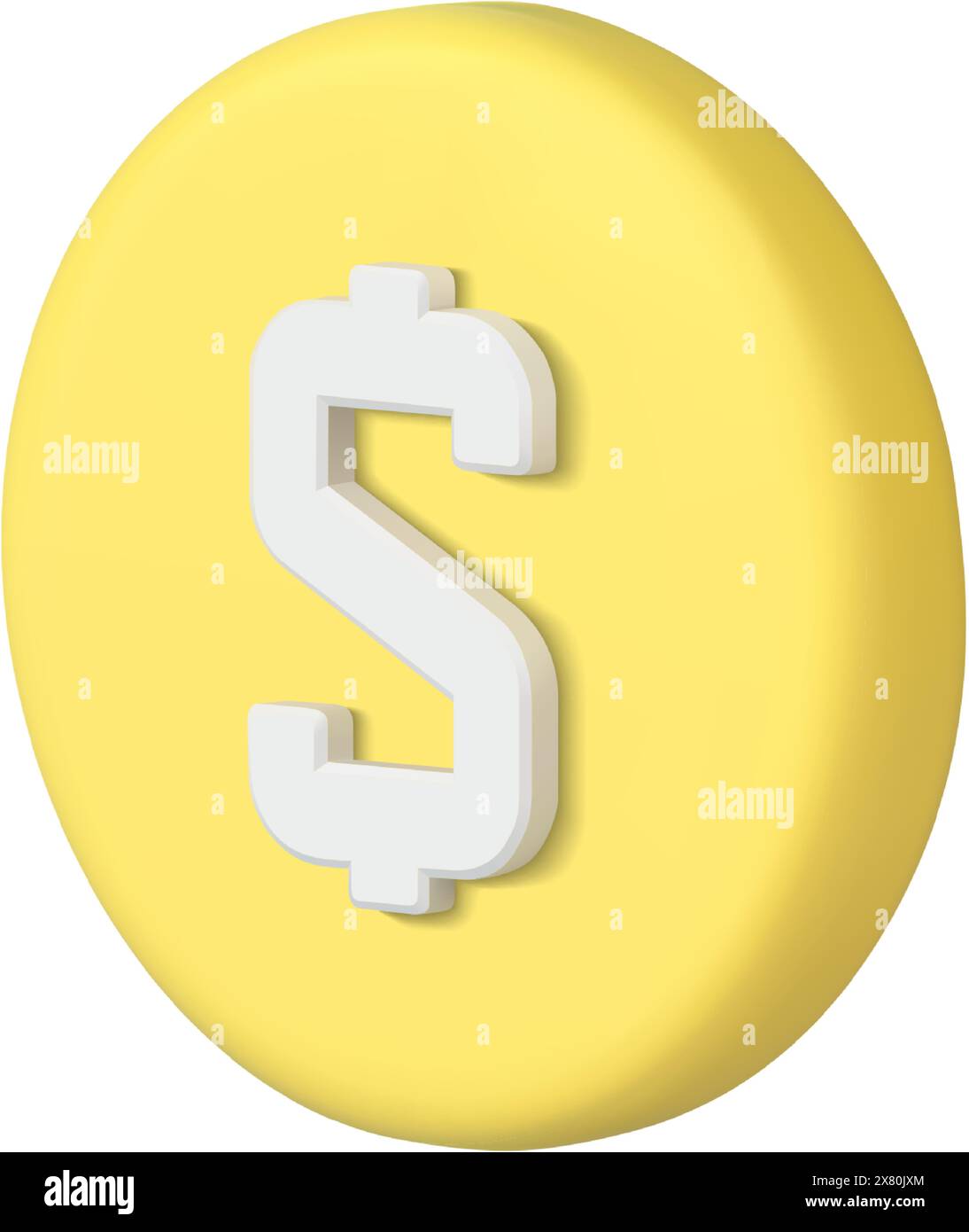 Realistic glossy yellow circle dollar sign badge 3d icon vector ...