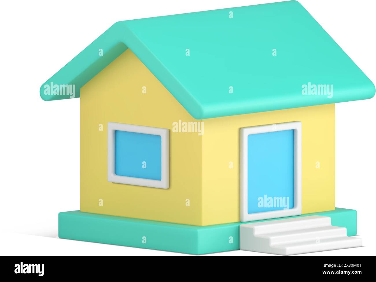 Village house with triangle roof door window realistic 3d icon vector ...