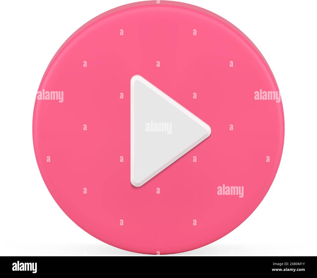 Pink circle play button right arrow pointer realistic 3d icon vector ...