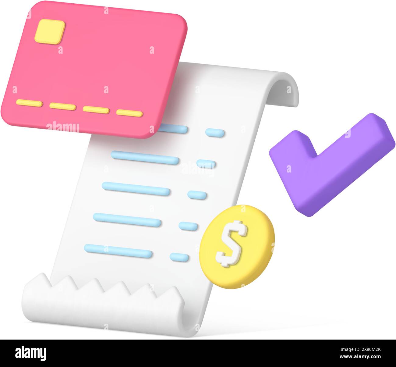 Paycheck banking successful payment paper document with credit card and ...