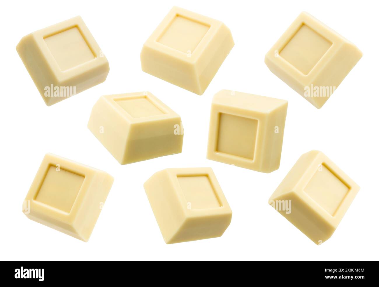 White chocolate blocks isolated on white background Stock Photo - Alamy