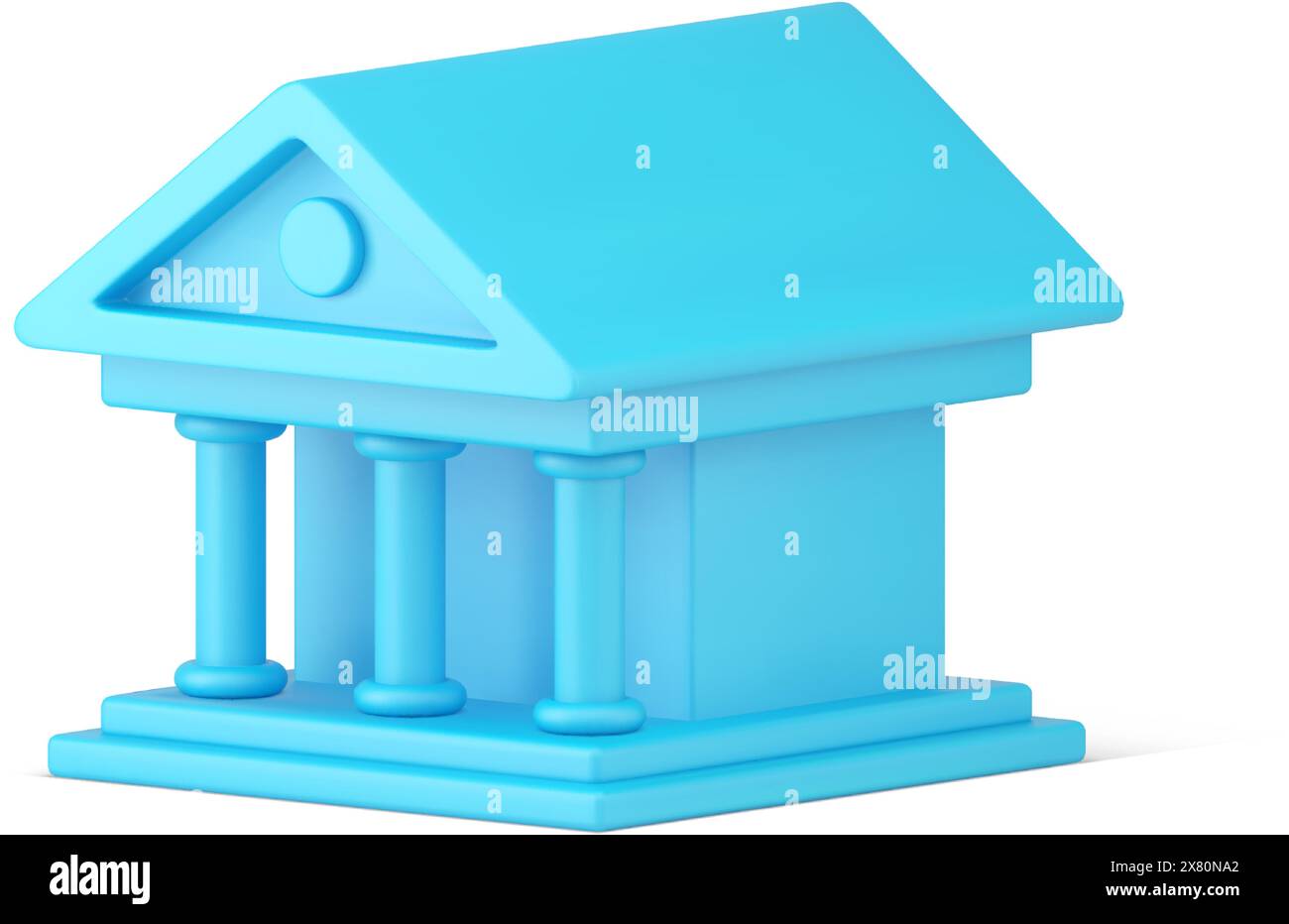 Antique blue building facade with columns realistic 3d icon isometric ...