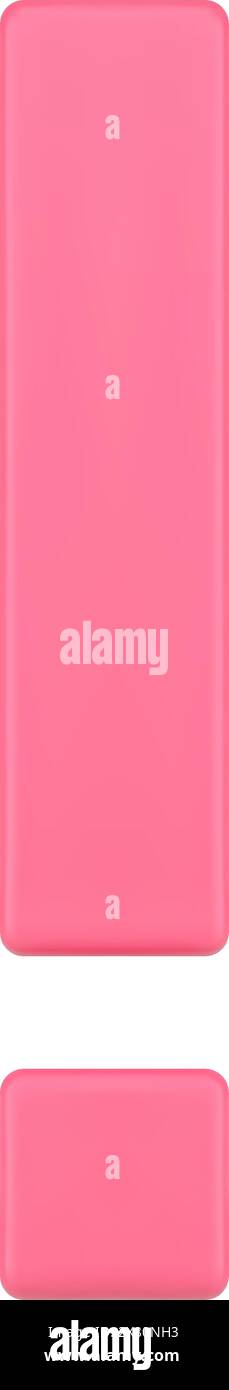 Pink angled exclamation sign geometric 3d icon front view realistic ...