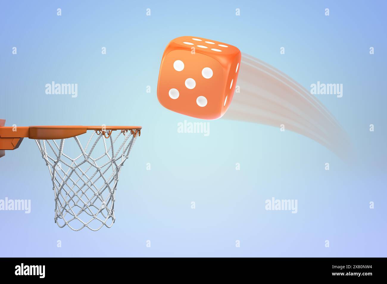 Dice flying into a basketball hoop Stock Photo - Alamy