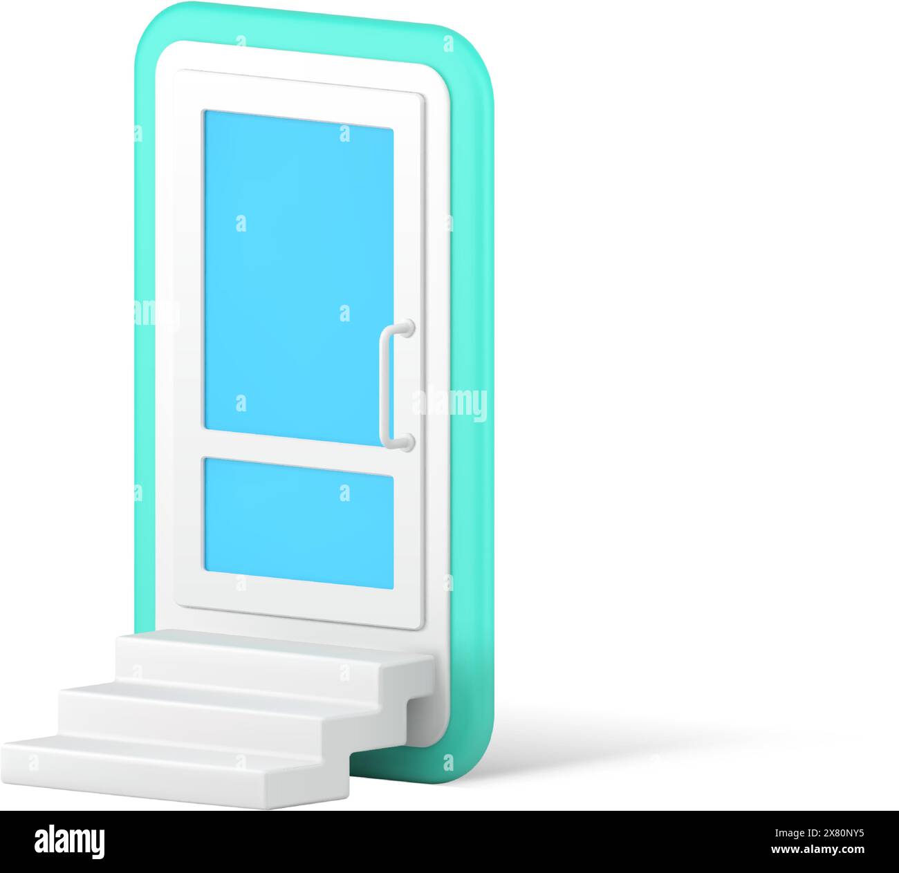 Log in smartphone screen door stairs digital service application account sign up realistic 3d ...
