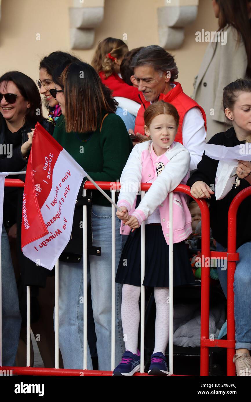 Habitants of Monaco at the National Day with the flags of the ...