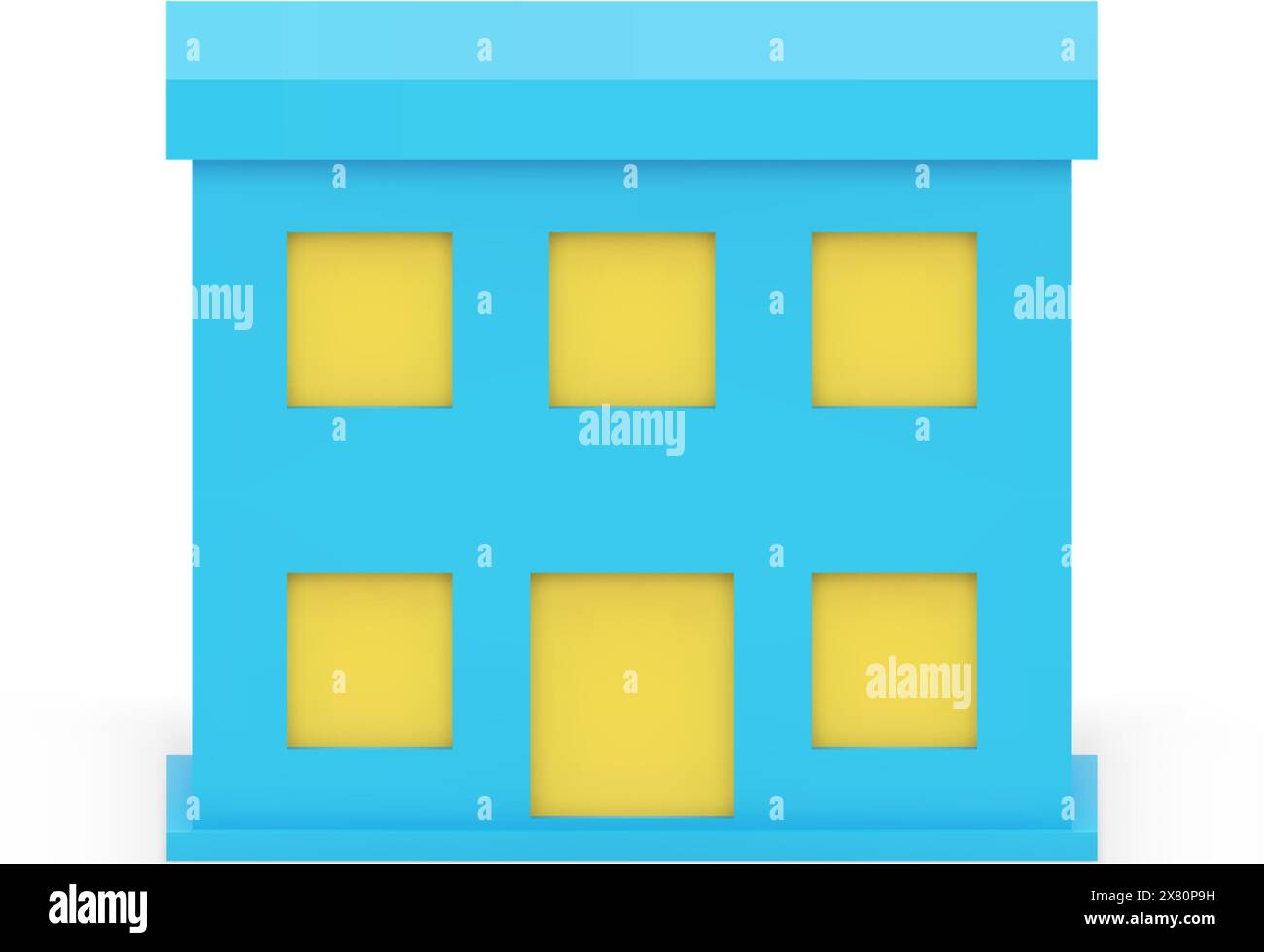 Modern low rise building two storey construction blue facade yellow ...